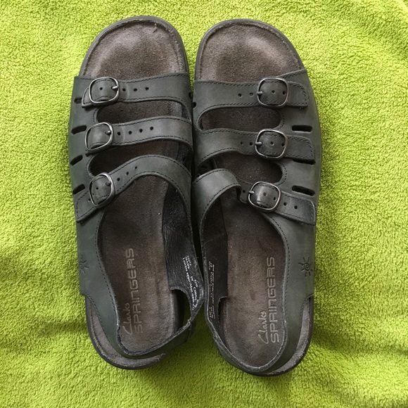 Clarks | Shoes | Clarks Springers Blue Leather Slingback Sandals | Poshmark